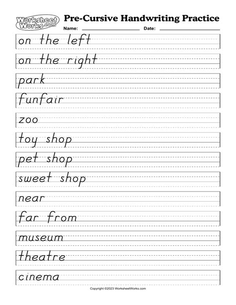 Pre Cursive Handwriting Practice