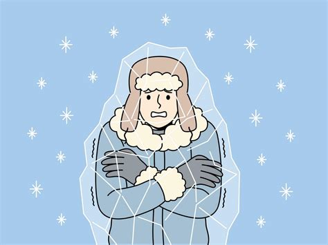 Frozen Man Stands Inside Block Of Ice And Chatters Teeth Suffering Due