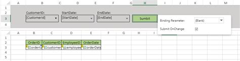 Parameter UI JavaScript Spreadsheet SpreadJS