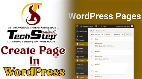 Lecture 7 Create Page In Wordpress Wordpress Techstep Sahiwal Youtube
