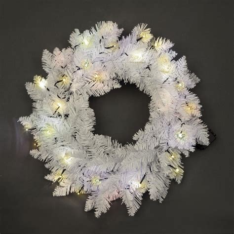 Christmas Wreath White Pre Lit Artificial Bushy Wall Door Xmas Home