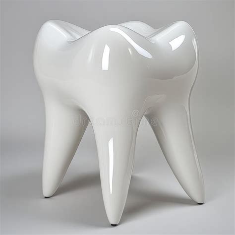 A Tooth Made Of White Plastic Sitting On A Gray Surface Ai Stock Image