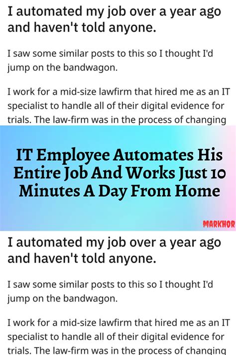 It Employee Automates His Entire Job And Works Just 10 Minutes A Day
