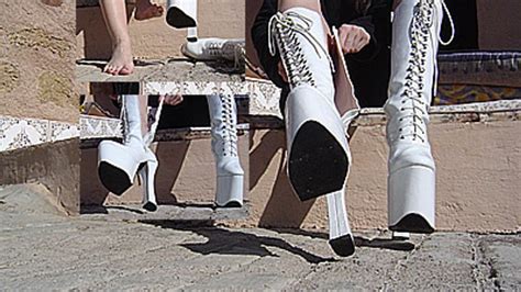 White Platform Boots Relaxing In The Sun Wmv Female Domination In Boots Clips4sale