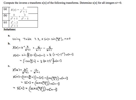 solved compute the inverse z transform x[n] of the following