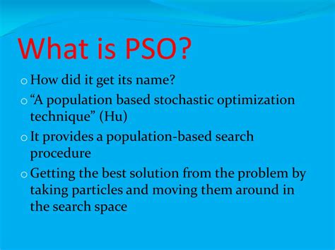 Ppt Particle Swarm Optimization Pso Powerpoint Presentation Free Download Id 831133