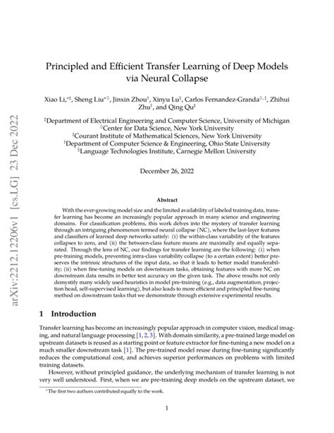 Principled And Efficient Transfer Learning Of Deep Models Via Neural Collapse Deepai
