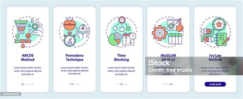 Prioritization Techniques Onboarding Mobile App Screen Stock