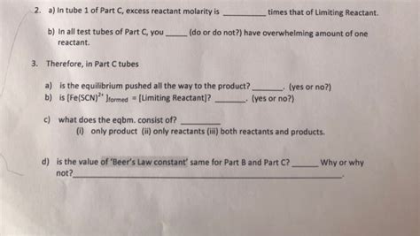 solved 3 calculate the initial molarities of the reactants