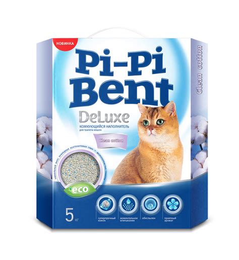 Наполнитель Pi Pi Bent Deluxe Clean Cotton комкующийся для кошек 5кг купить с доставкой по