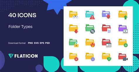 Folder Types Icon Pack Color Fill 40 Svg Icons