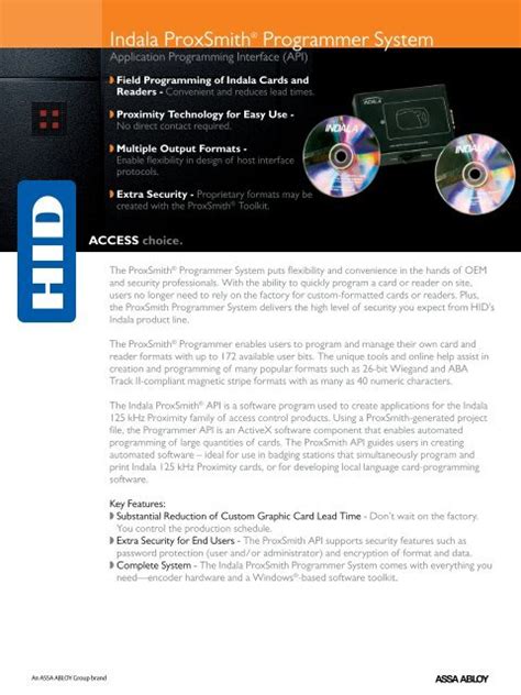 Indala ProxSmith Programmer Datasheet HID Global