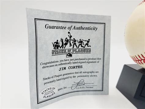 Jim Coates Authenticated Signed Baseball