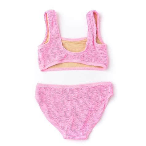 Pink Girls Crinkle Texured Bikini 4 14 Shade Critters