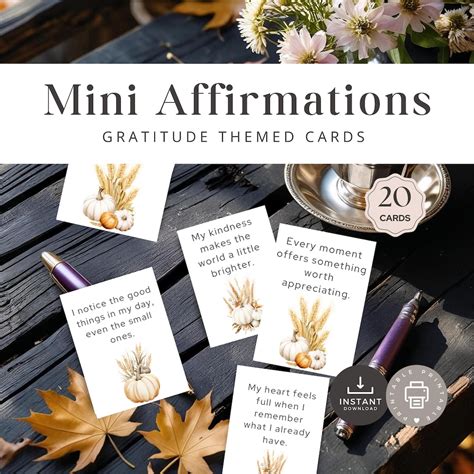 Gratitude Cards Printable Mindfulness Affirmation Deck Fall