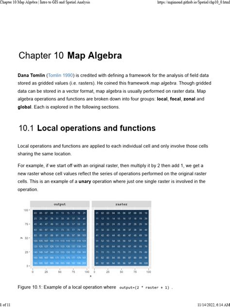 chapter 10 map algebra introto gisand spatial analysis pdf