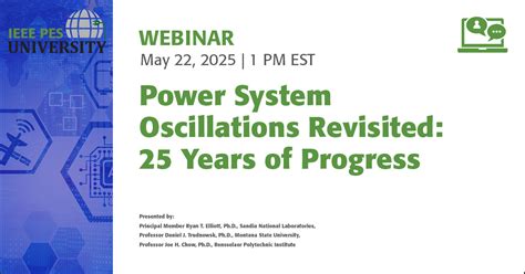 Ieee 🔔 Upcoming Live Webinar Power System Oscillations Revisited 25 Years Of Progress 📅 22
