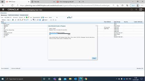 Unable To Refresh Database Pbcs — Cloud Customer Connect