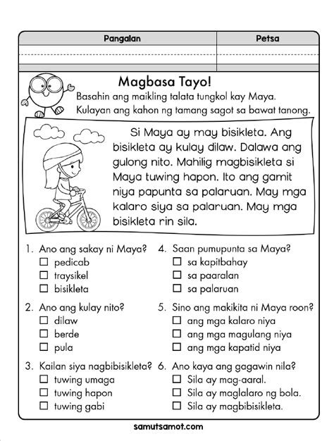 Tagalog Reading Comprehension For Grade 3