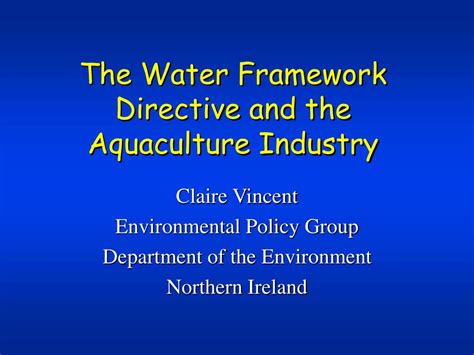 Ppt The Water Framework Directive And The Aquaculture Industry