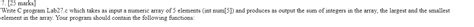 Solved 7 25 Marks Write C Program Lab27c Which Takes As
