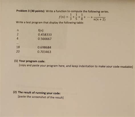 Solved Problem Points Write A Function To Compute Chegg