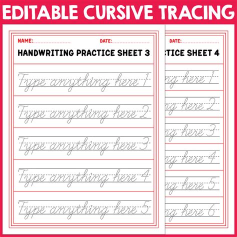 Editable Cursive Tracing Worksheets Teaching Resources