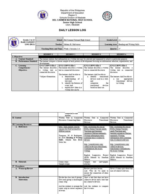Dll In Reading And Writing Pdf Learning Literacy