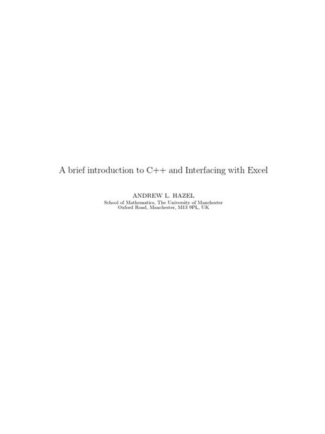 Pdf A Brief Introduction To C And Interfacing With Excel Dokumen Tips