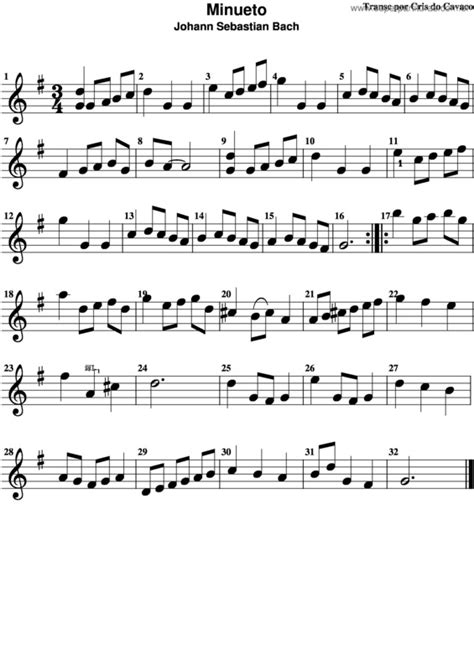 Super Partituras Minueto V8 Johann Sebastian Bach Com Cifra