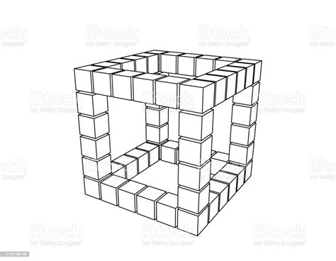 와이어 프레임 큐브의 큐브입니다 벡터 윤곽선 그림입니다 0명에 대한 스톡 벡터 아트 및 기타 이미지 0명 3차원 형태 개념 Istock