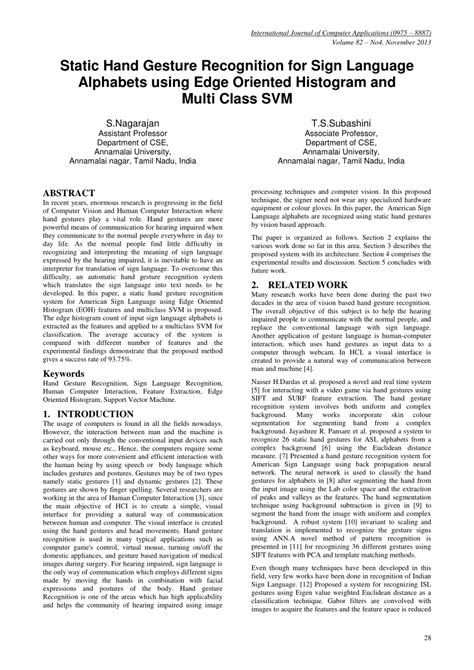 Pdf Static Hand Gesture Recognition For Sign Language Alphabets Using