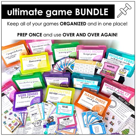 English Games Bundle Parts Of Speech Verbs Nouns Prepositions