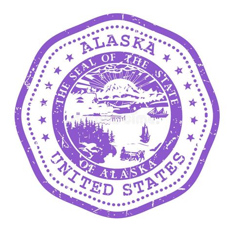 Alaska State Stamp With Seal Usa Travel Stamp Shabby Postmark Of