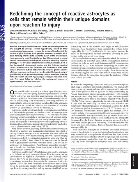 Pdf Redefining The Concept Of Reactive Astrocytes As Cells That