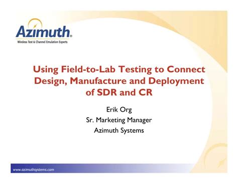 Ppt Using Field To Lab Testing To Connect Design Manufacture And