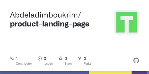 GitHub Abdeladimboukrim Product Landing Page