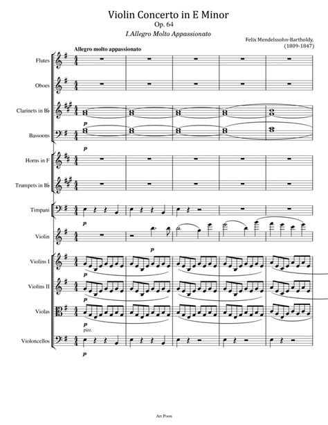 Mendelssohn Violin Concerto In E Minorop64 1 Allegro Full Score