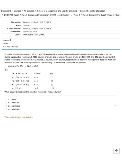 Quiz1 Attempt Review Pdf Linear Programming Systems Theory