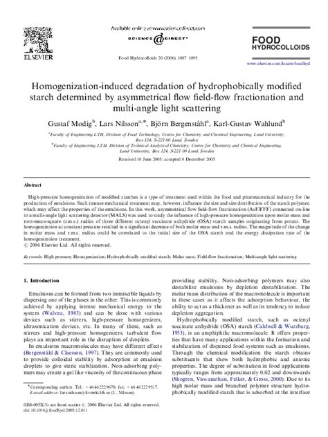 Pdf Homogenization Induced Degradation Of Hydrophobically Modified