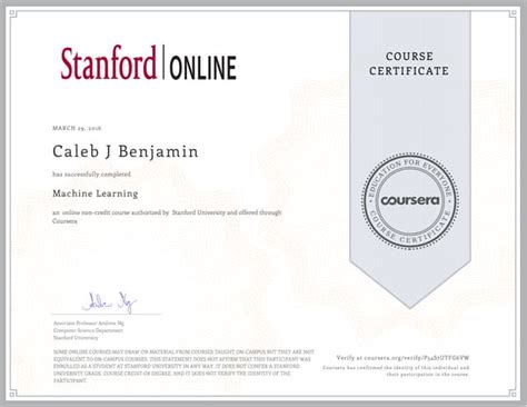 Stanford Machine Learning Certificate Ppt