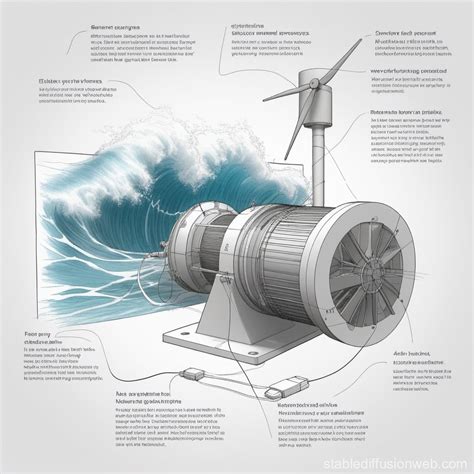 Wave Powered Electric Generator Sketch Stable Diffusion Online