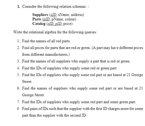 Solved 1 Consider The Following Relation Schemas