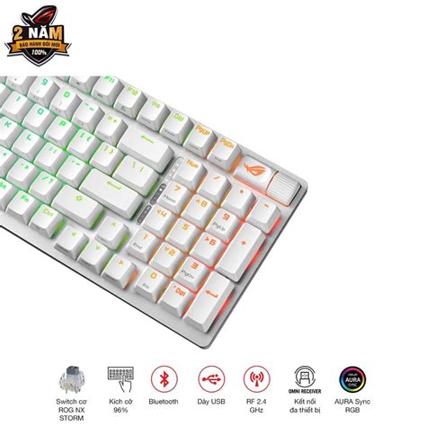 Bàn phím Asus ROG Strix Scope II 96 Wireless ROG NX Storm Switch White GEARVN COM