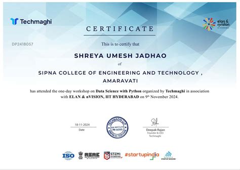 shreya jadhao on linkedin datascience python certification