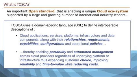 OASIS TOSCA Cloud Portability And Lifecycle Management PDF
