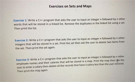 Solved Exercises On Sets And Maps Exercise 1 Write A C