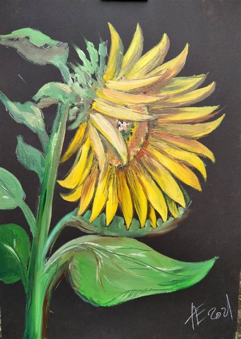 Картина «Подсолнух Картон Масло 2021 г