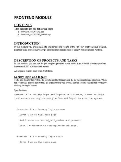 Module Frontend Download Free Pdf Login Software Engineering