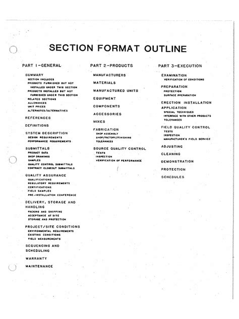 Csi Section Format Outline Pdf